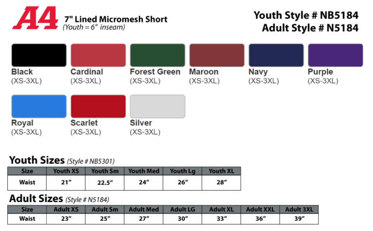 PE Uniform Shirts & Shorts Color Options | Kustom Imprints