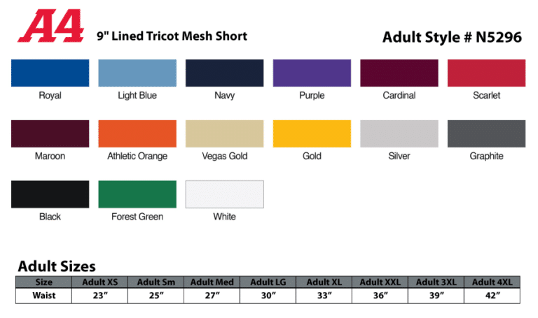 PE Uniform Shirts & Shorts Color Options | Kustom Imprints